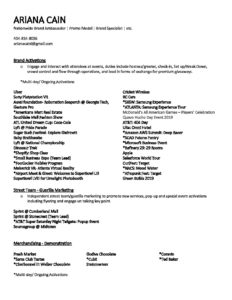 Ariana Promotional CV | Ace Models