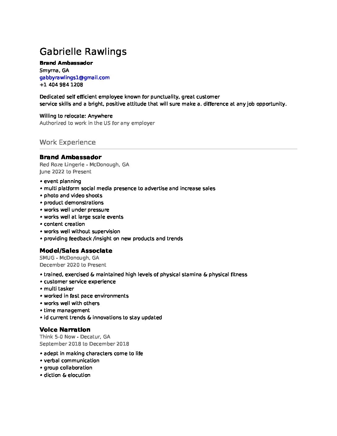 Gabrielle R. | Ace Models