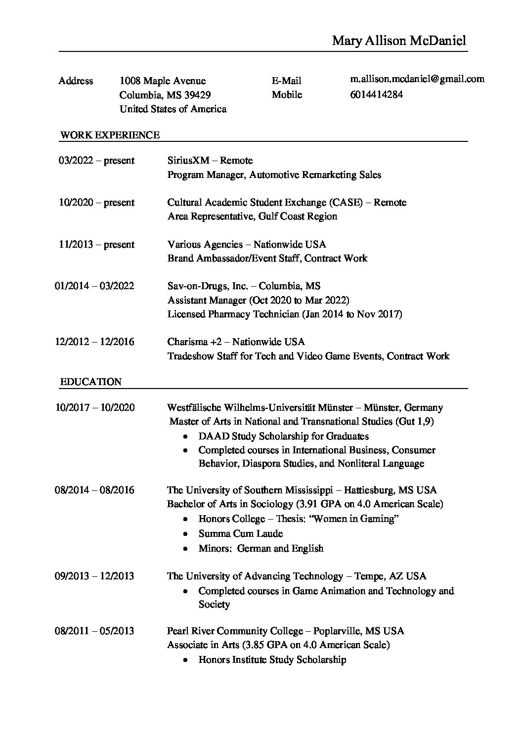 Allison M. | Ace Models